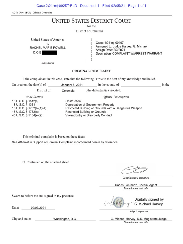 Rachel Powell Charging Document | PDF | Document | Judiciaries