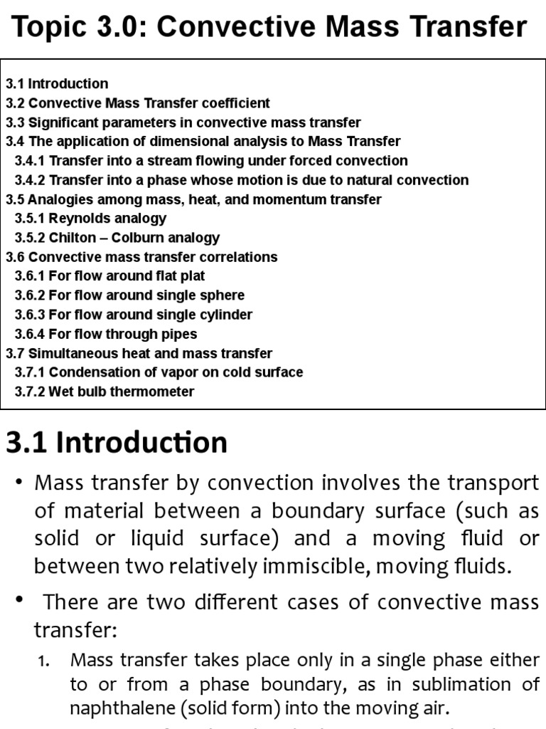 Topic 3.convective Mass Transfer | PDF | Mass Transfer | Heat Transfer