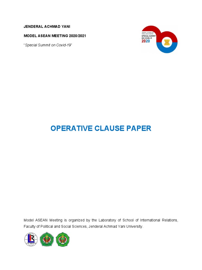 Operative Clause Paper: "Special Summit On Covid-19" | PDF