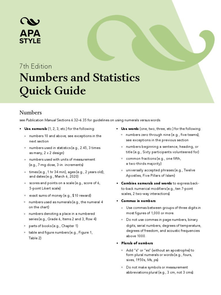 Numbers Statistics Guide | PDF | Significant Figures | Decimal