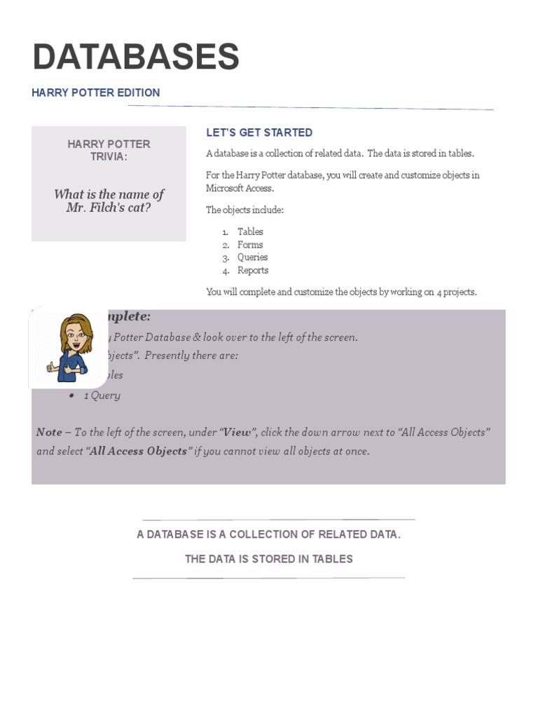 Harry Potter Database Instructions X | Download Free PDF | Databases | Table (Database)