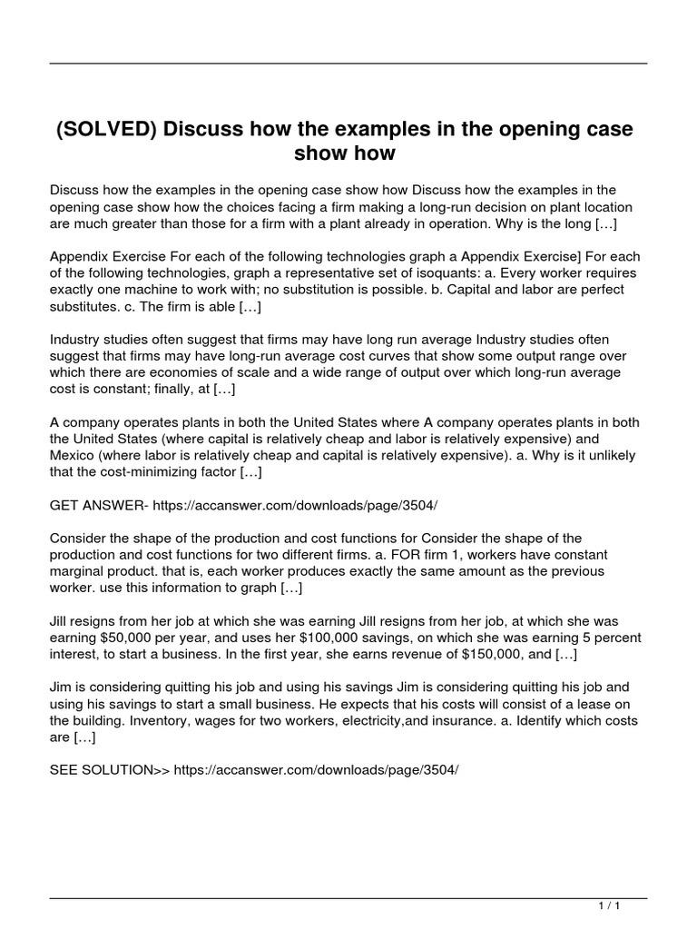 Solved Discuss How The Examples in The Opening Case Show How | PDF ...