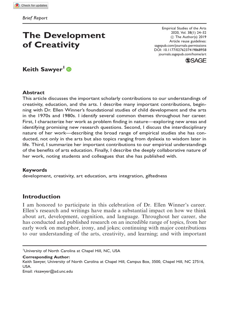 The Development of Creativity | PDF | Creativity | Intellectual Giftedness