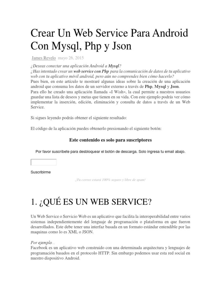 Crear Un Web Service Para Android Con Mysql Pdf Mi Sql Json
