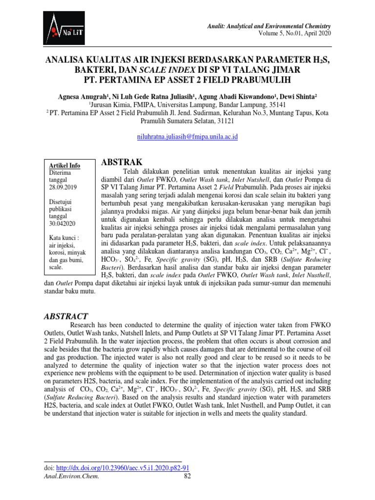 Analisa Kualitas Air Injeksi | PDF