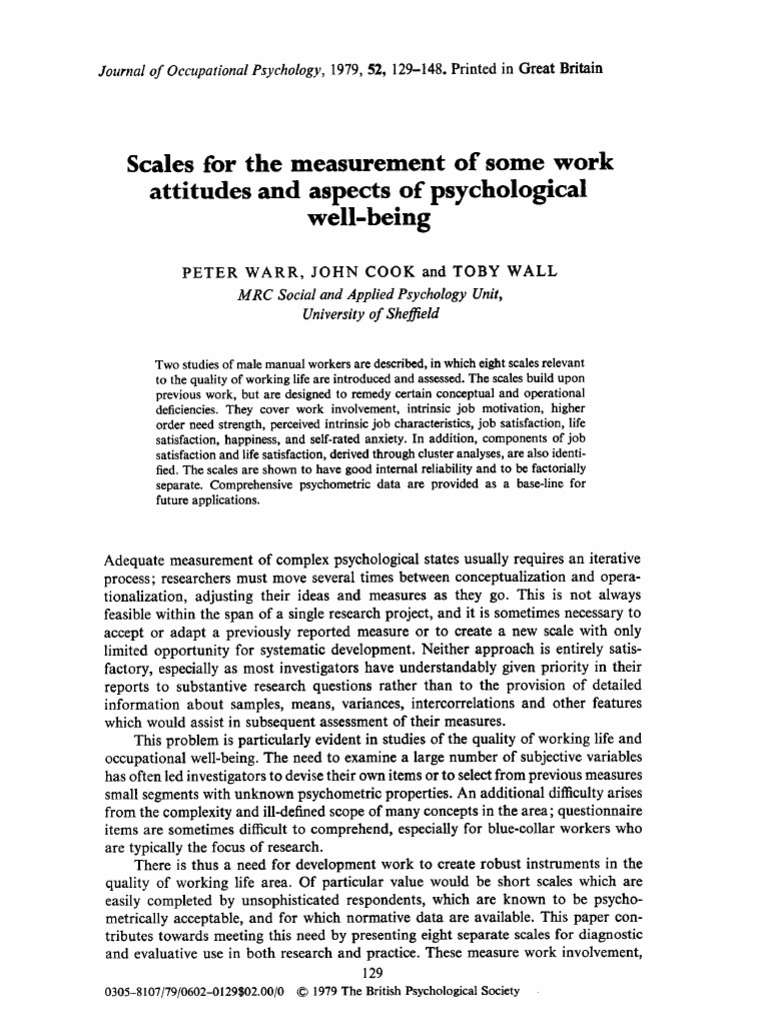 Warr, T, Cook, P y Wall, K 1979 Scales For The Measurement of Some Work ...