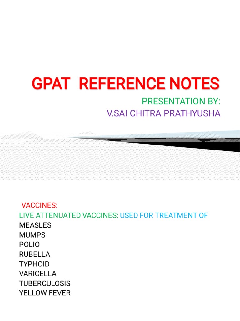 Gpat Reference Notes | PDF | Vaccines | Calcium