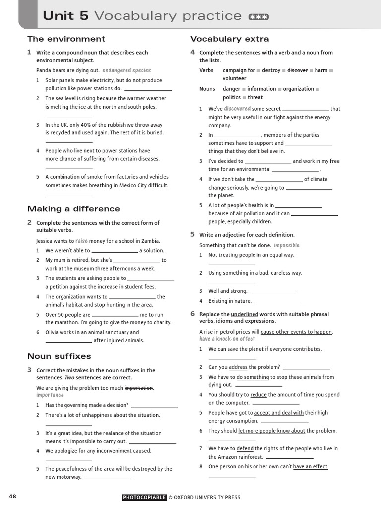 Vocabulary Unit 5 3star | PDF | Noun | Pollution