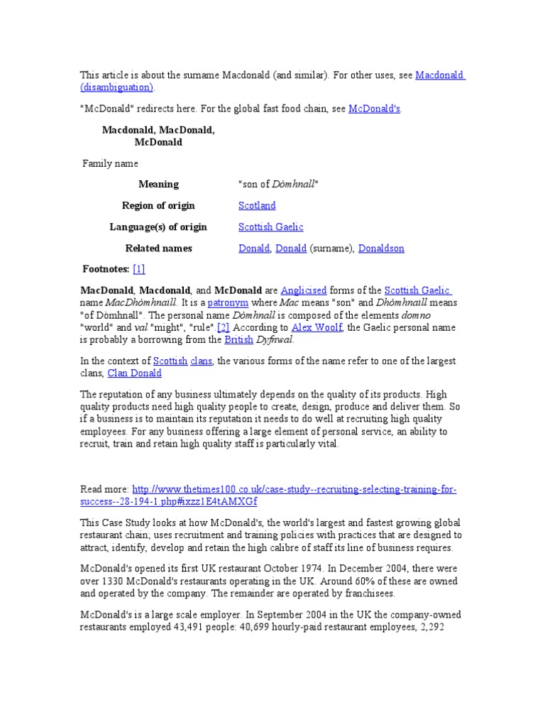 Macdonald, Macdonald, Mcdonald | PDF | Mc Donald's | Fast Food Restaurants