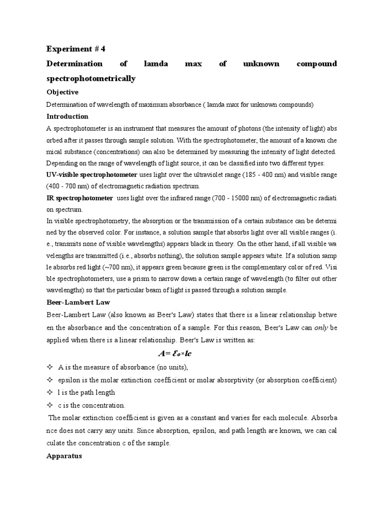 Physical Lab Experiment | PDF | Spectrophotometry | Ultraviolet–Visible ...