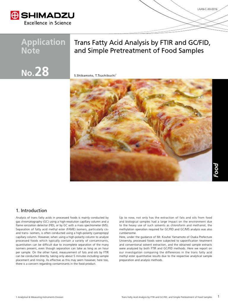 Trans Fatty Acid Analysis by FTIR and GC-FID, and Simple Pretreatment ...
