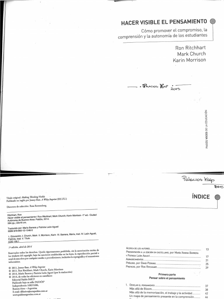 Hacer Visible El Pensamiento - Ron Ritchhart | PDF