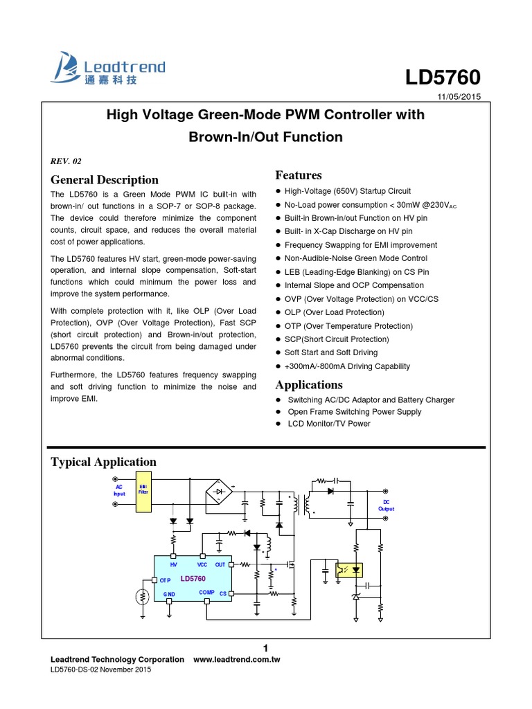 LD5760-DS-02 Leadtrend | PDF | Power Supply | Electrostatic Discharge