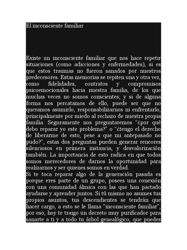 El Inconsciente Familiar | PDF | Mente inconsciente