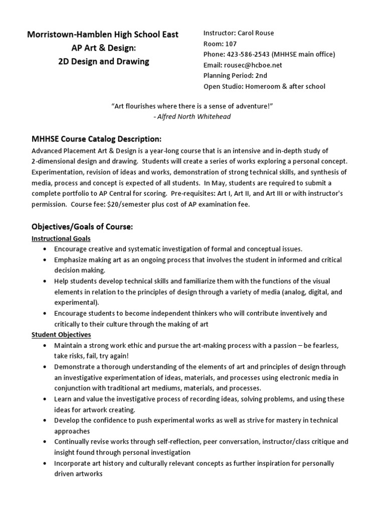 AP Art & Design Syllabus - 2D Design and Drawing | PDF | Teachers | Design