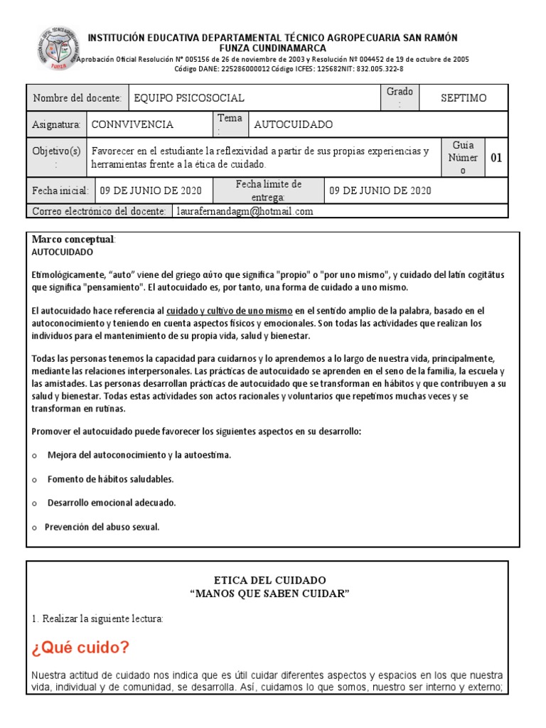 Guia Autocuidado Septimo | PDF | Actitud (psicología) | Amor