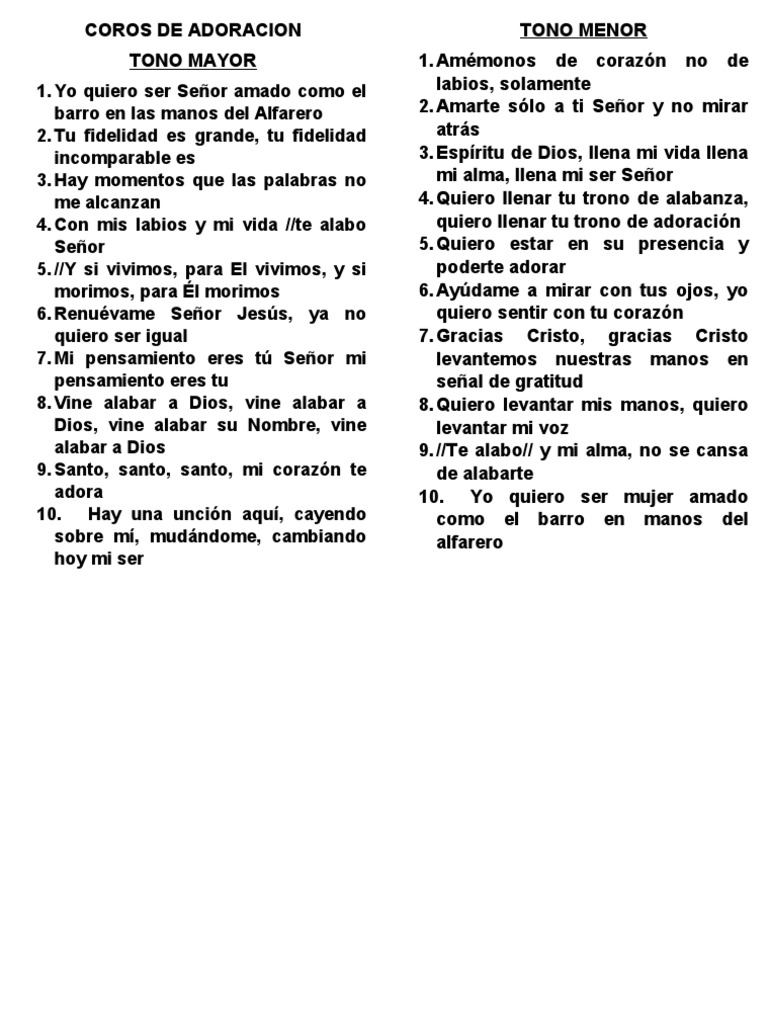 Coros de Adoracion | PDF | Religión y espiritualidad