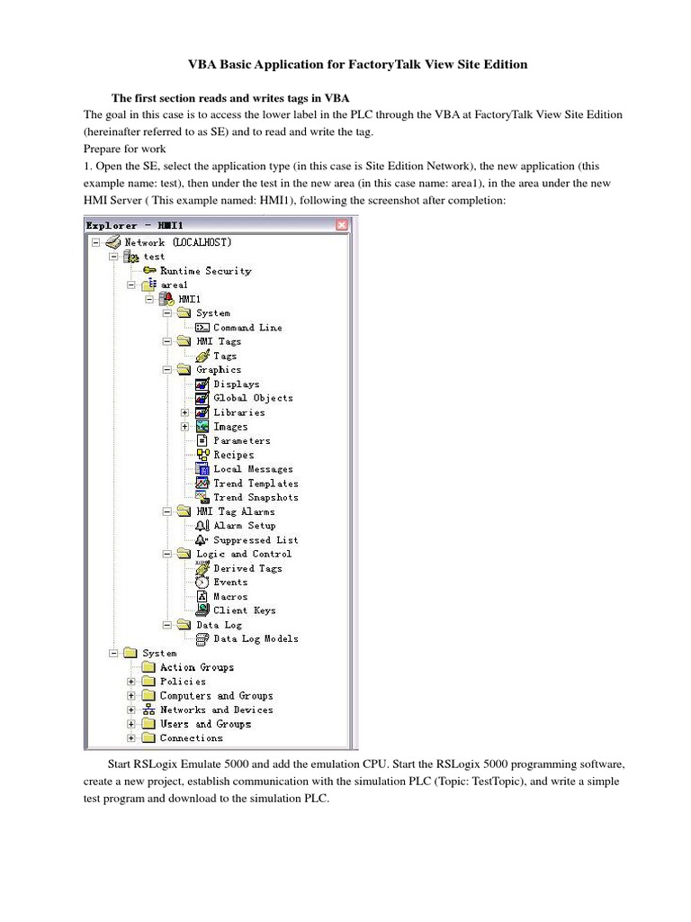 VBA Basic Application For FactoryTalk View Site Edition | PDF | Active ...