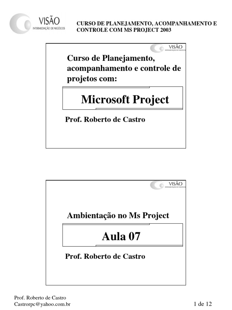 Aula 07 - Ms Project | PDF | Microsoft | Janela (informática)