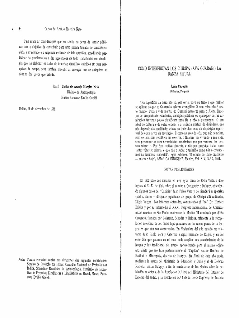 Danza Ritual de Los Chiripá-Avá Guaraní-León Cadogan | PDF