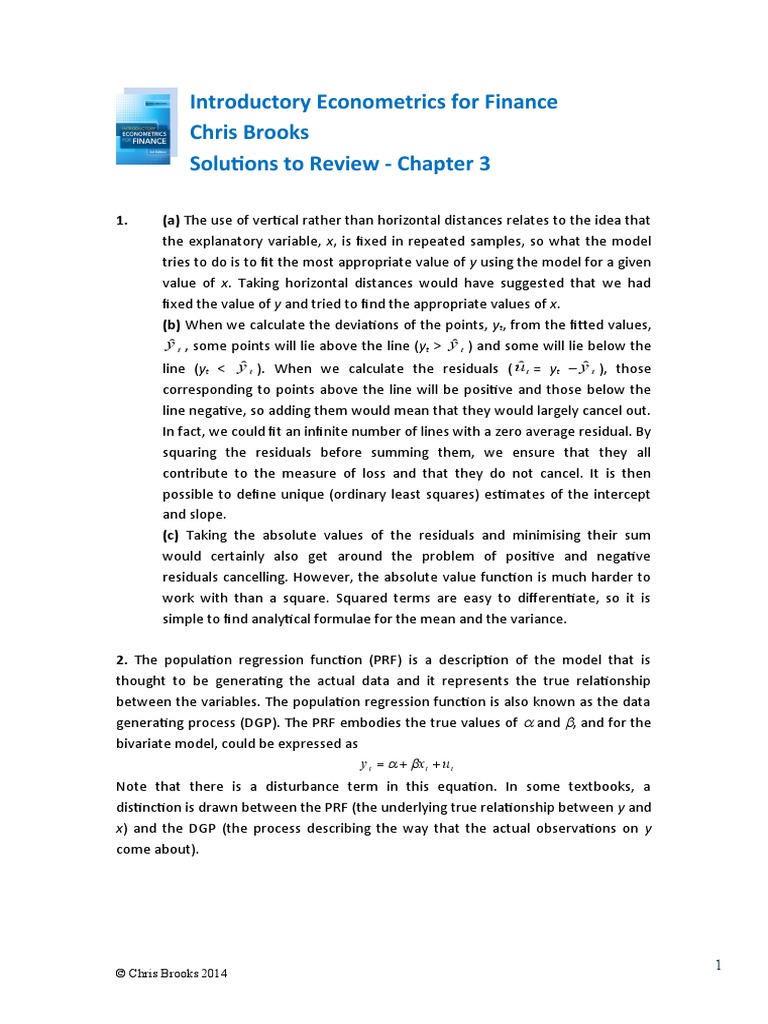 Introductory Econometrics For Finance Chris Brooks Solutions To Review ...