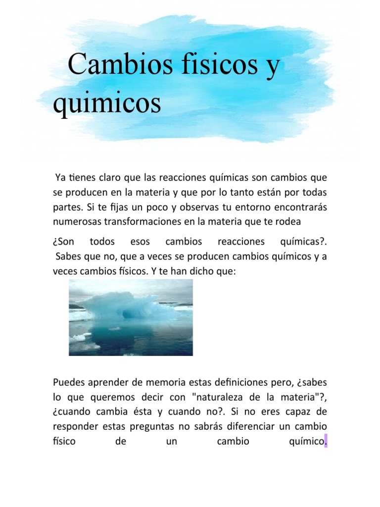 Cambios Fisicos y Quimicos | PDF | Sustancias químicas | Importar