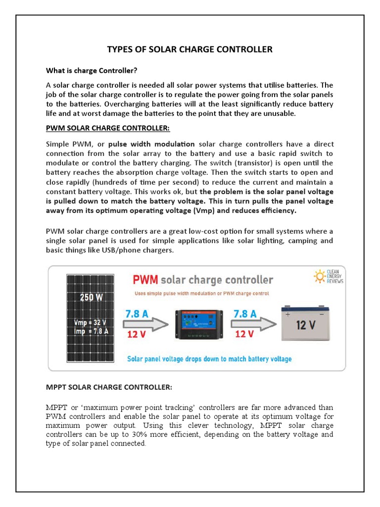 Types of Solar Charge Controllers | PDF | Battery Charger | Solar Panel