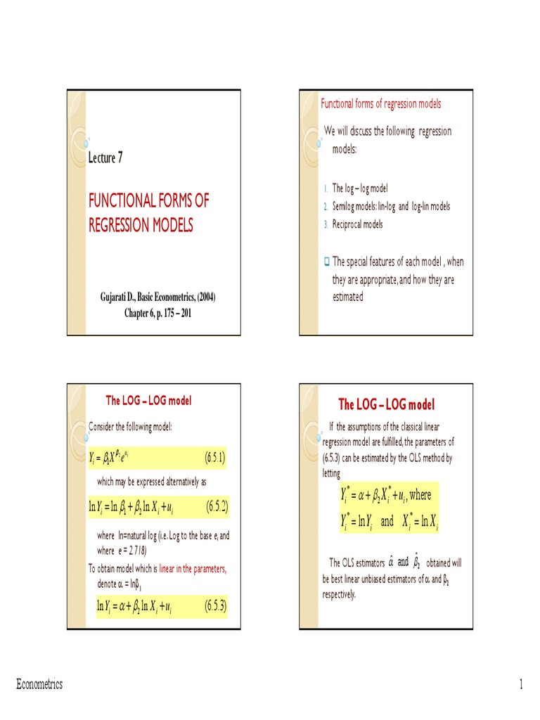 Functional Forms of Regression Models | Download Free PDF | Econometrics | Ordinary Least Squares