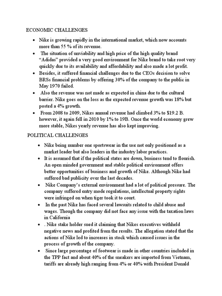Nike's Recent Economic and Political Challenges | PDF | Nike | China