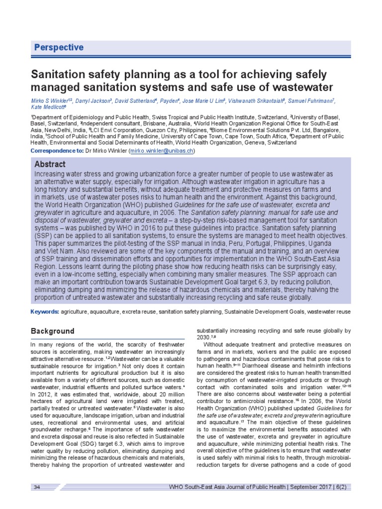 Sanitation Safety Planning As A Tool For Achieving Safely Managed ...