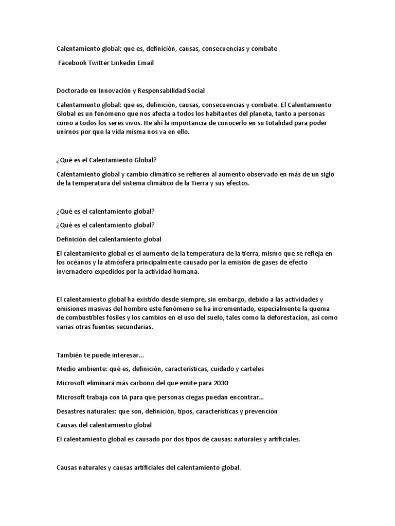 Calentamiento Global | PDF | Gases de efecto invernadero | Cambio climático