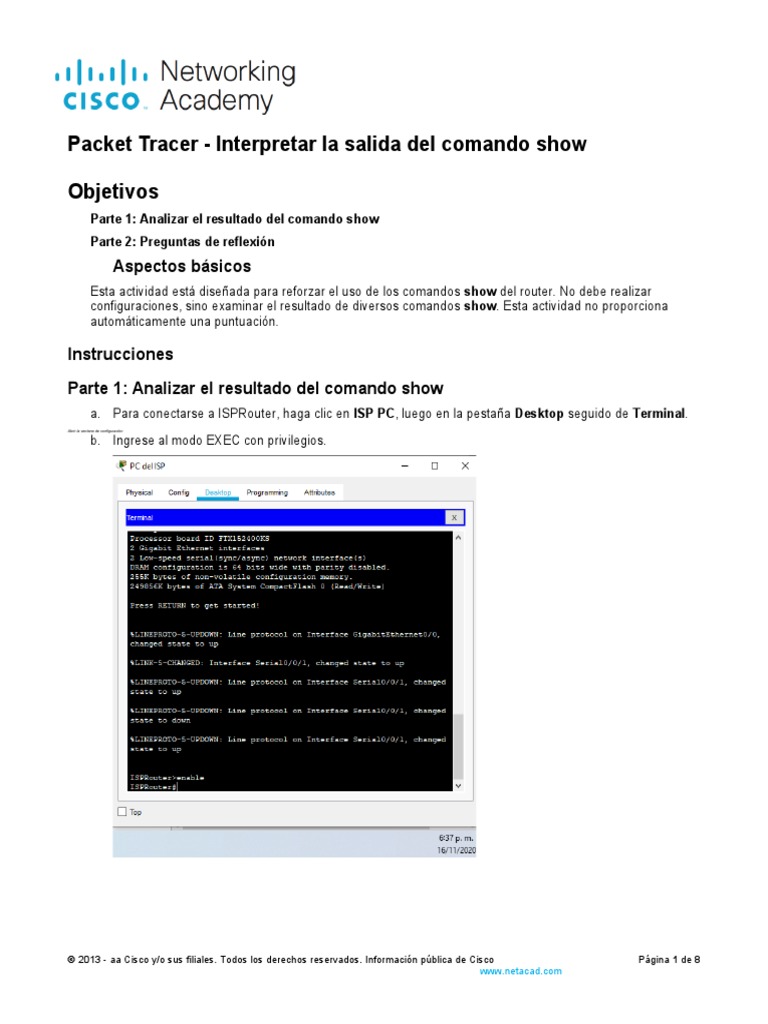 17.5.9 Packet Tracer - Interpret Show Command Output | PDF | Enrutador ...