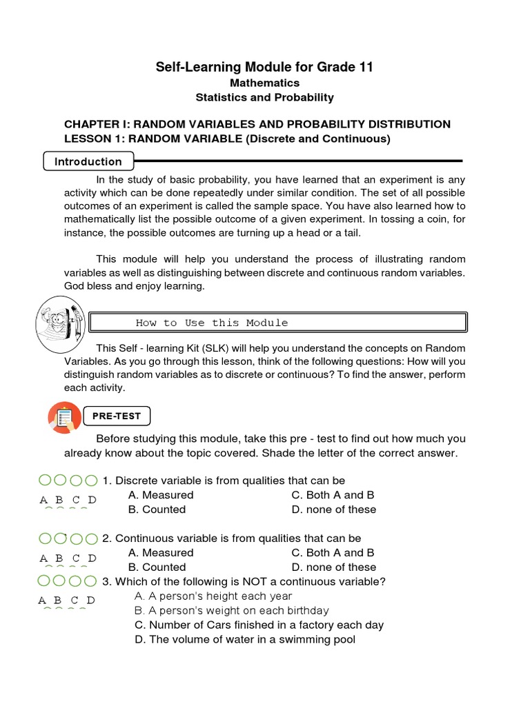 Grade 11 Statistics: Random Variables | PDF | Probability Distribution ...