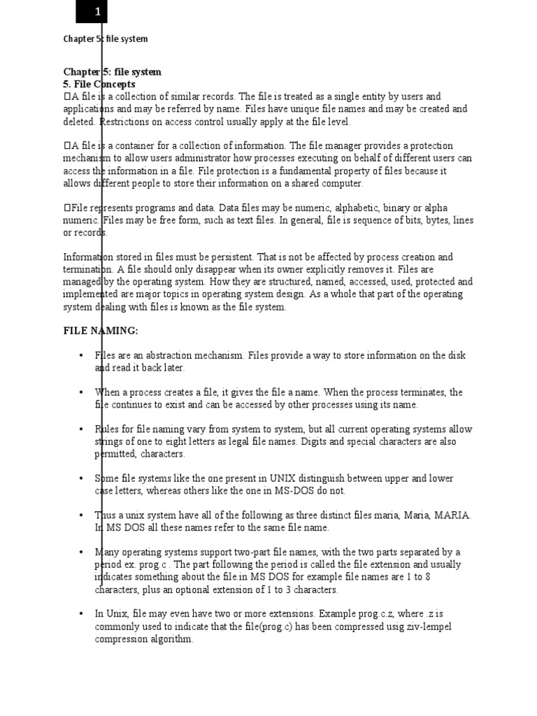 Chapter 5: File System 5. File Concepts | PDF | File System | Computer File