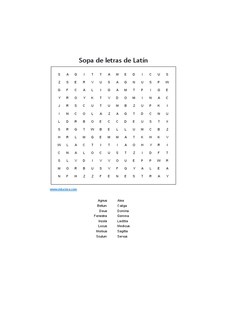 Sopa De Letras En Latín Pdf