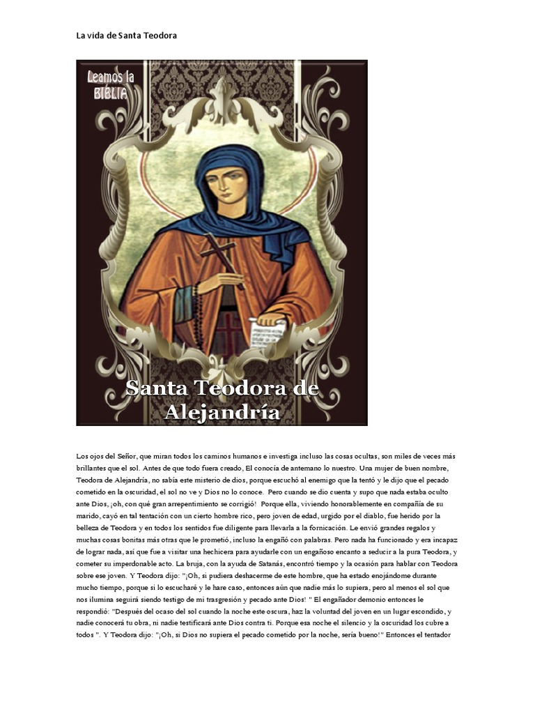 La Vida de Santa Teodora de Alejandria. | PDF | Oración | Diablo