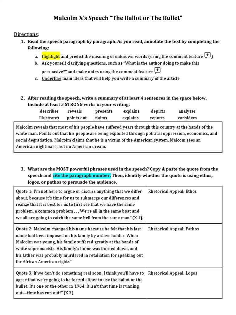 Malcolm X Speech Analysis | Download Free PDF | Linguistics | Cognitive ...