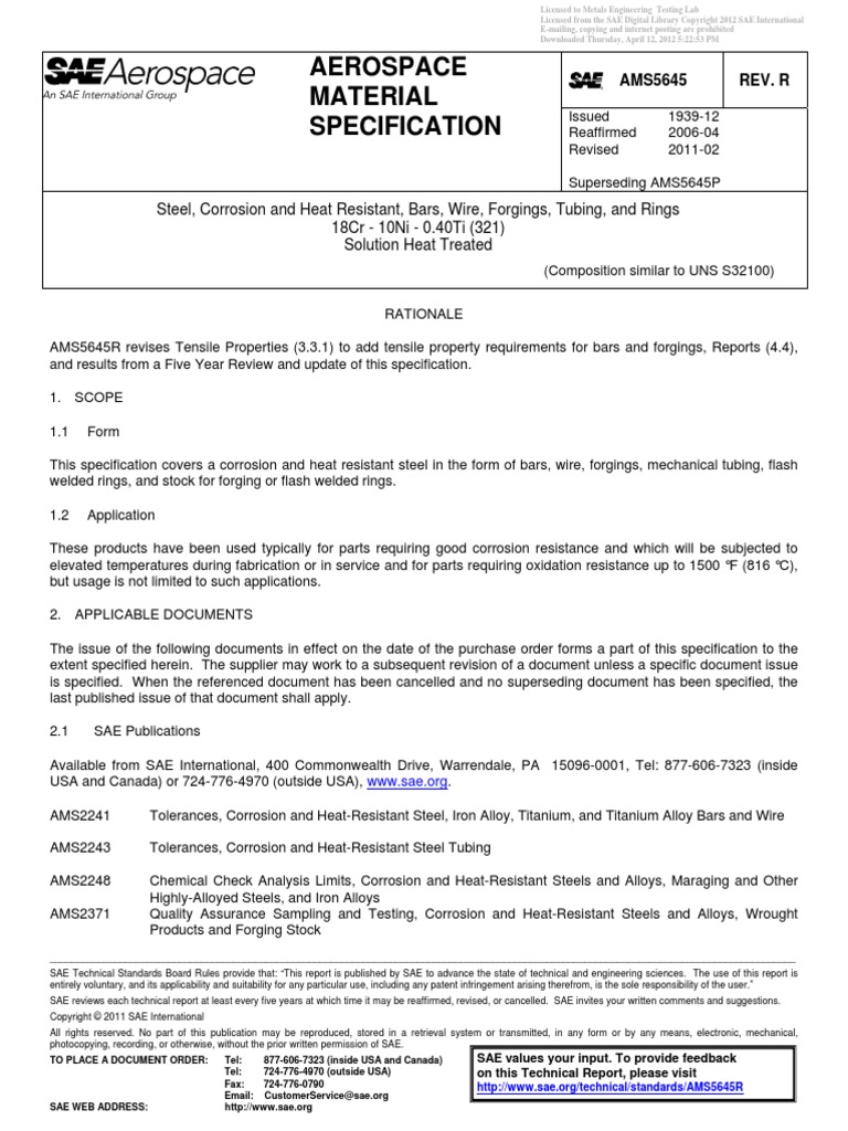 Aerospace Material Specification | PDF | Stainless Steel | Alloy