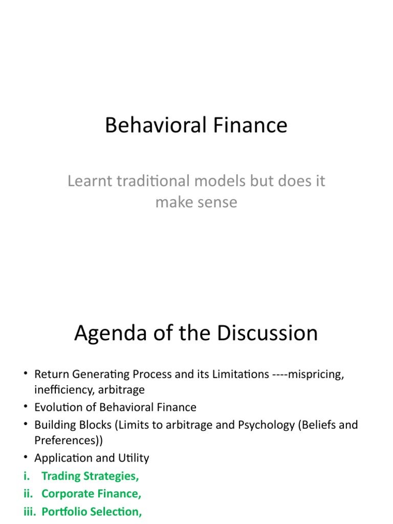 Module 1 - Behavioural Finance Introduced | PDF | Arbitrage | Stocks