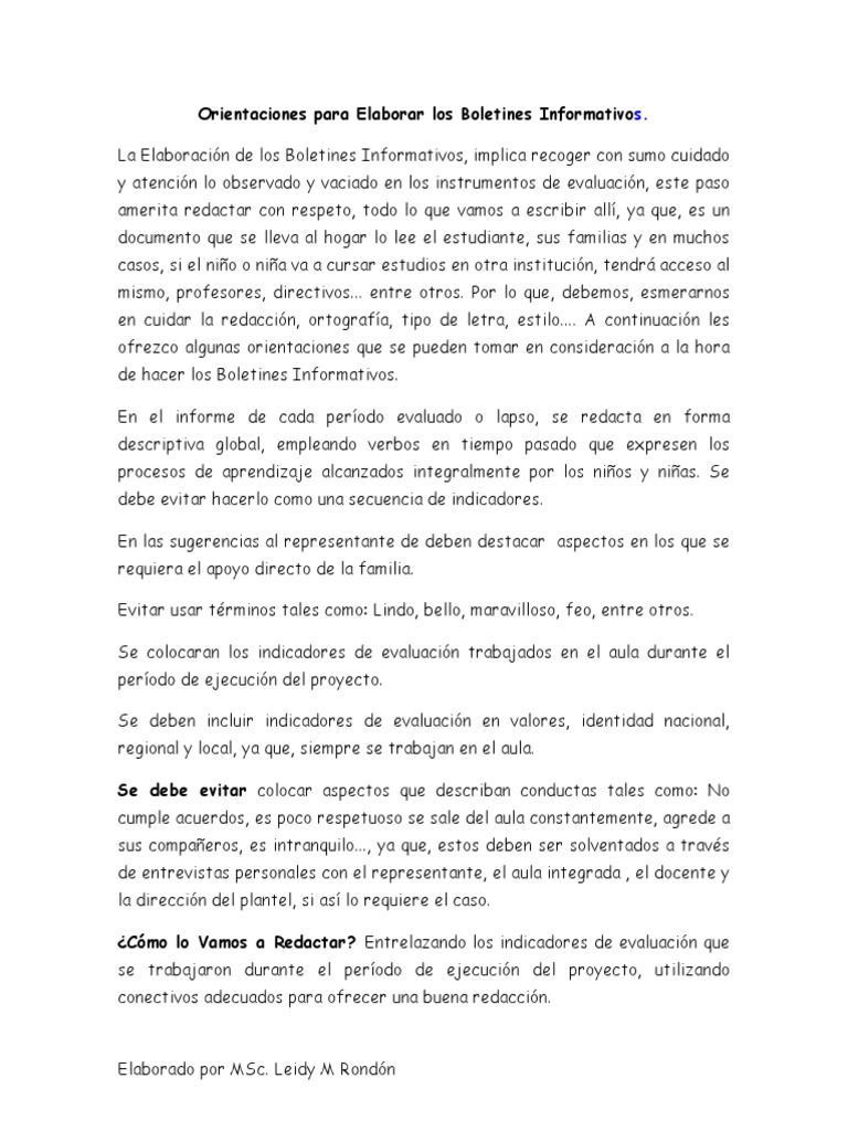 Guia para Elaborar Informes Descriptivos y Registros | PDF | División ...
