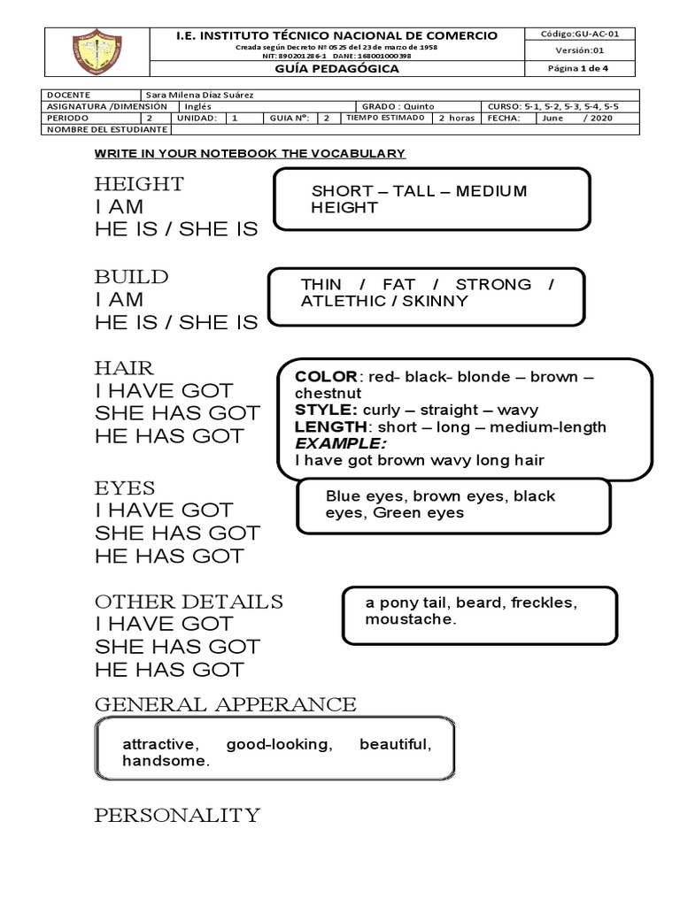 Guia Physical Description and Personality Traits | PDF | Integumentary ...