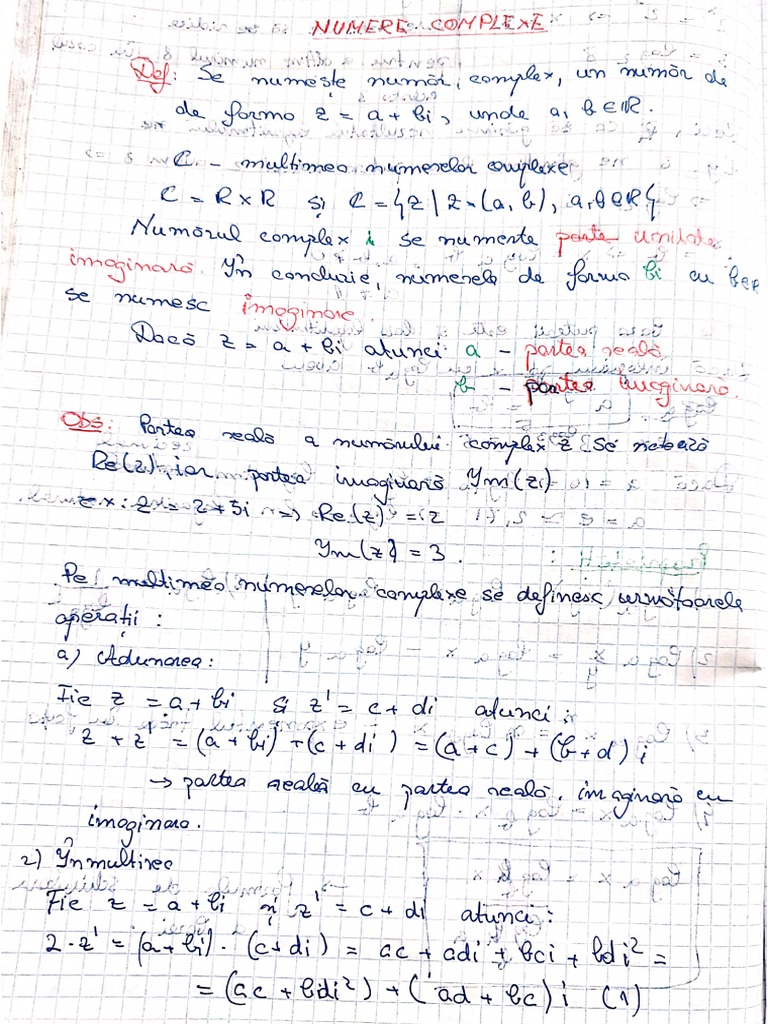 Numere Complexe (Clasa A10a Lecția 7) | PDF