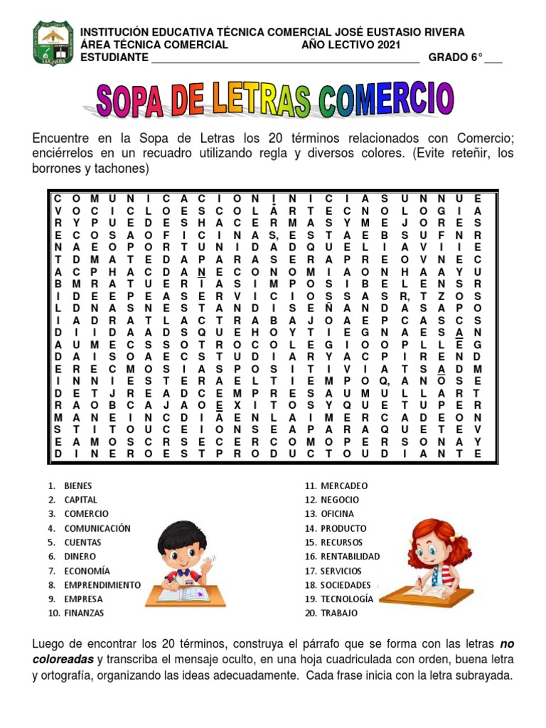 Sopa de Letras Comercio 6° | PDF | Economias | Business