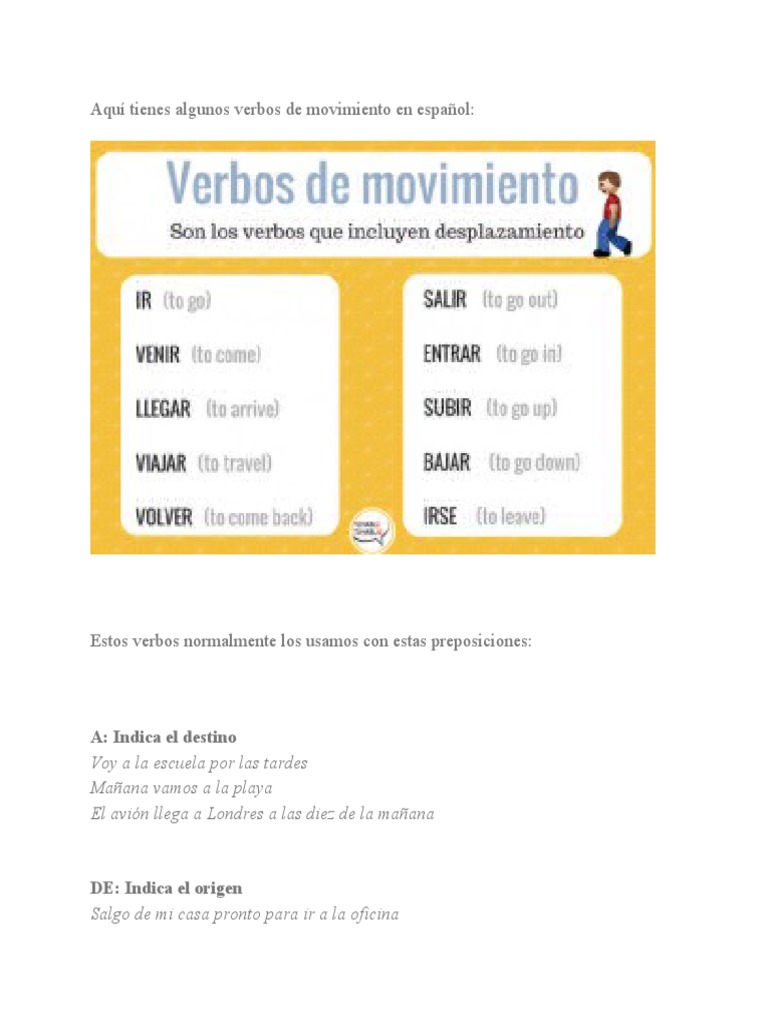 Verbos de Movimiento en Español | PDF