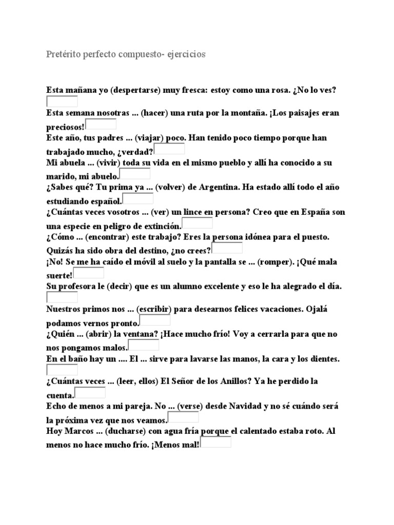 Pretérito Perfecto Compuesto | PDF