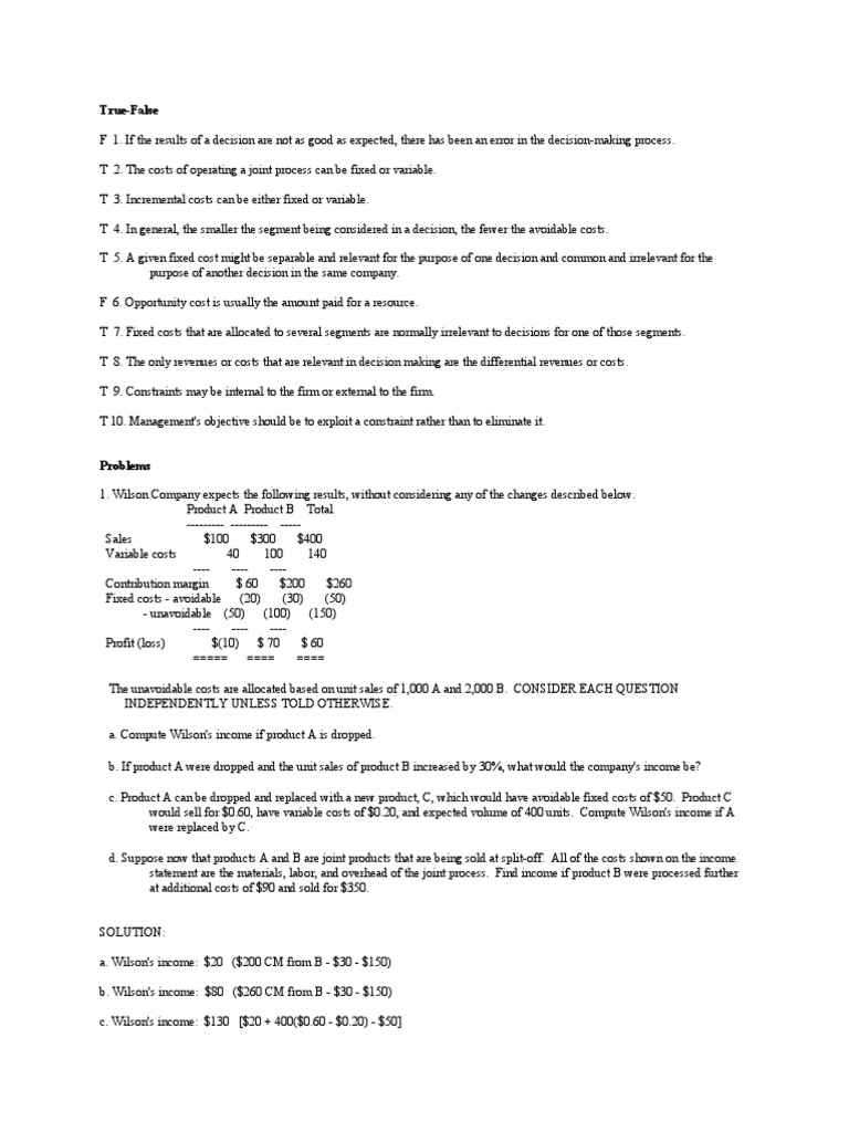 True False | PDF | Cost | Economics