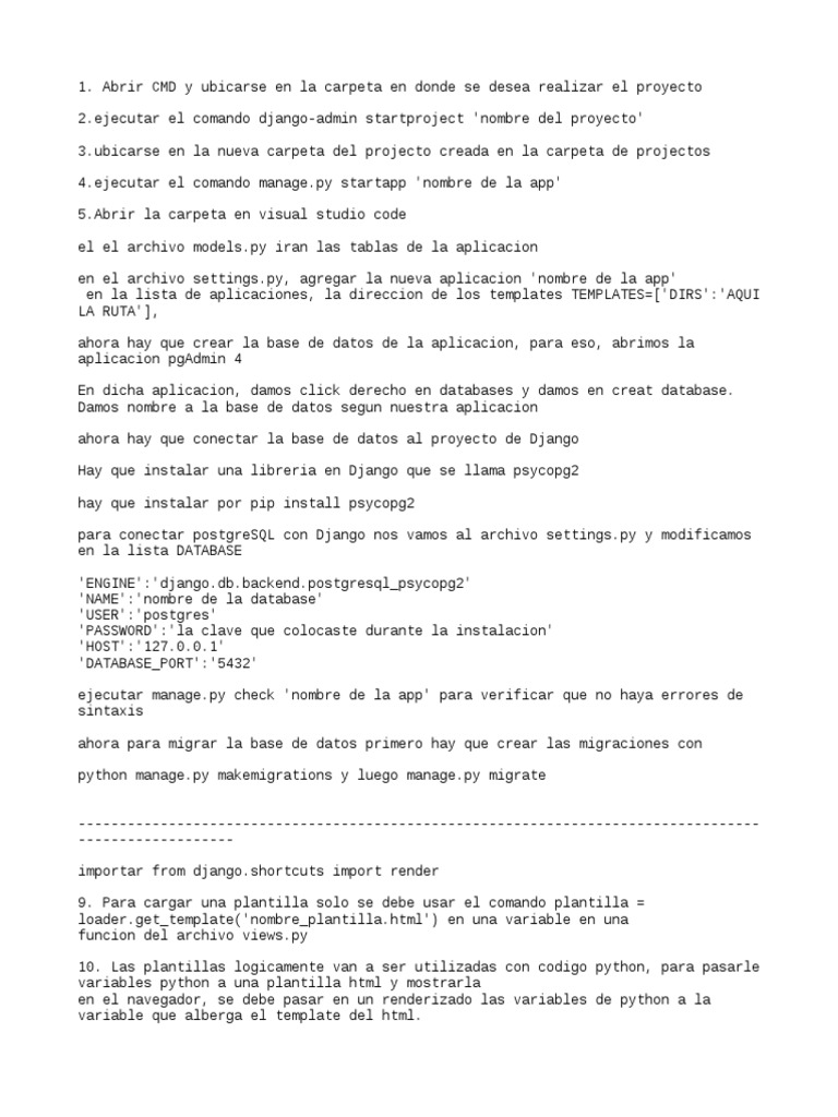 Pasos para Crear Un Proyecto Django | PDF | Python (lenguaje de ...