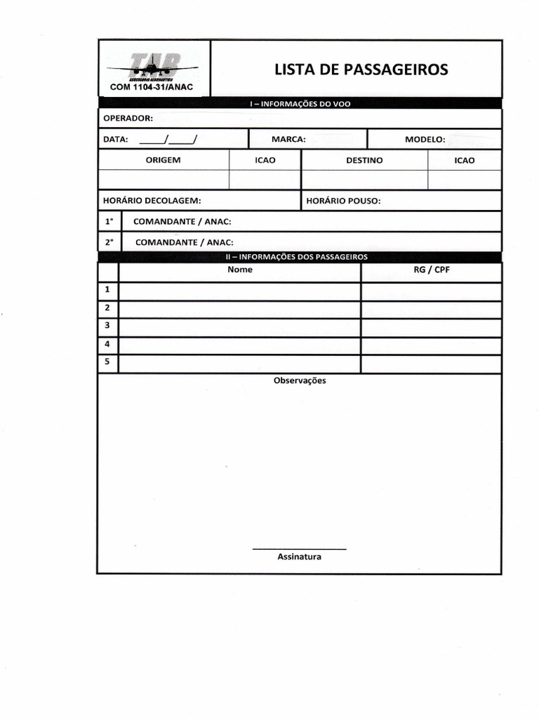 Lista de Passageiros | PDF