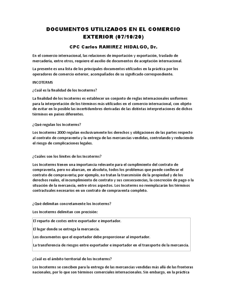Documentos Utilizados en El Comercio Exterior | PDF | Factoring ...