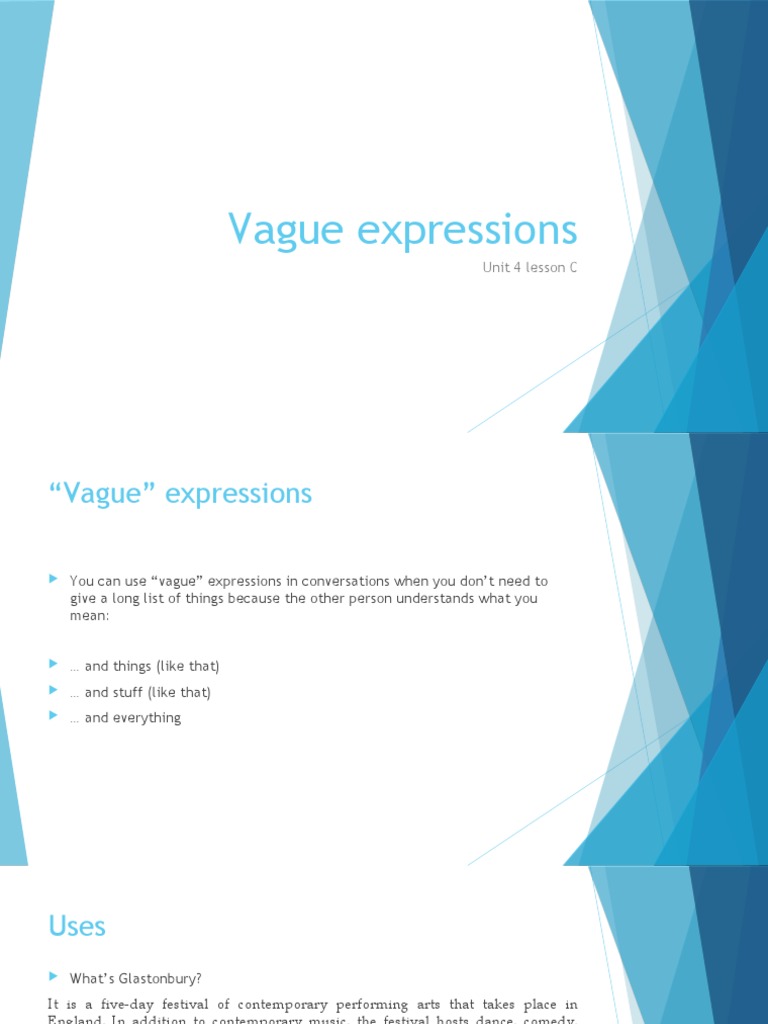 Vague Expressions: Unit 4 Lesson C | PDF